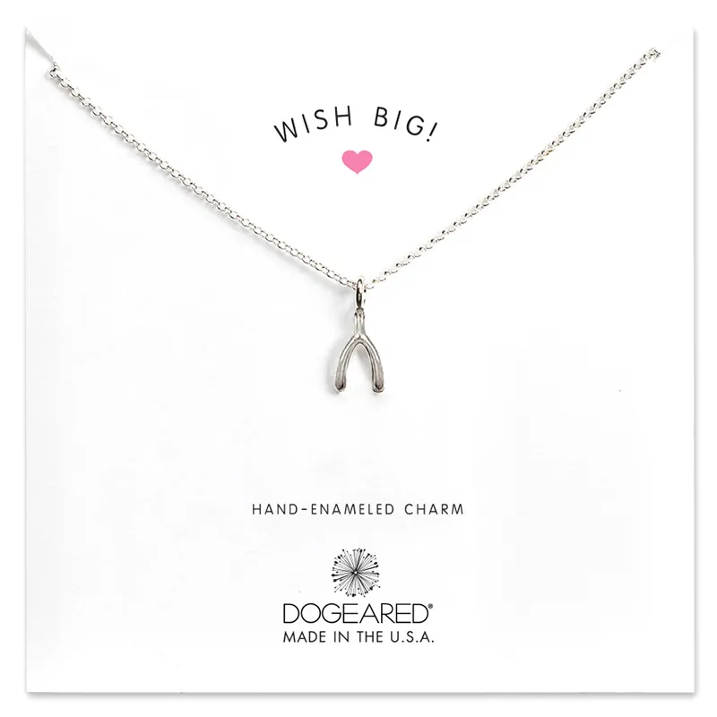 Dogeared Wish Collar Grande Oro Plata Wishbone Charm Collar Mujeres ...