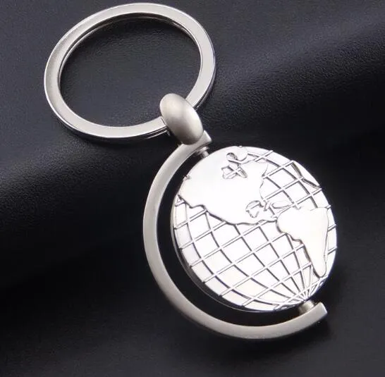 Creative metal rotary globe key chain with acrylic circle for practical ...