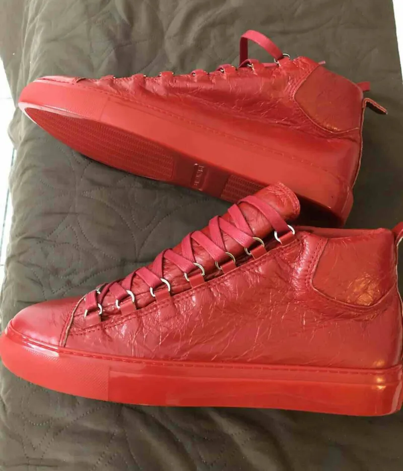 Bulk Large Size Shoes For Men: High Top Fashion Sneakers In Creased ...