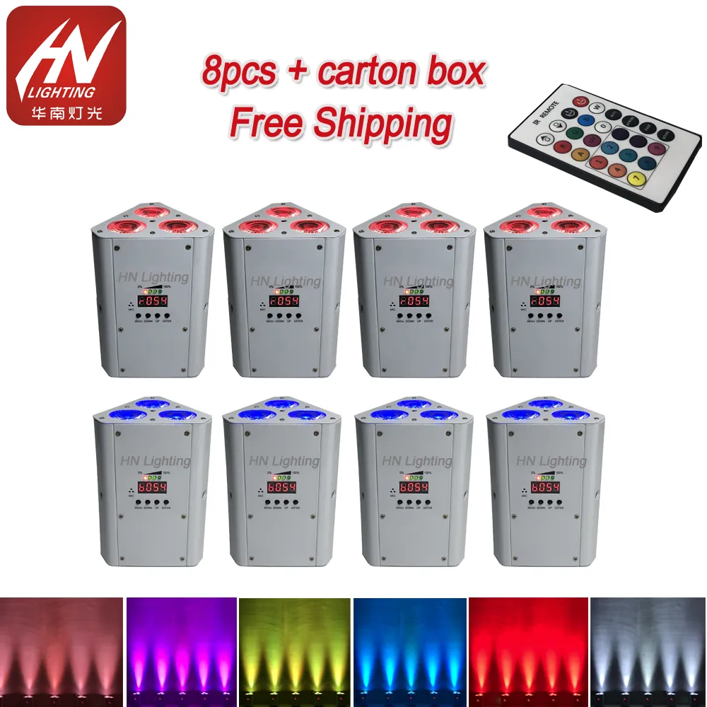 Wireless RGBWA UV LED Wedge Rechargeable Par Lights 3x18W, 6in1, DMX ...