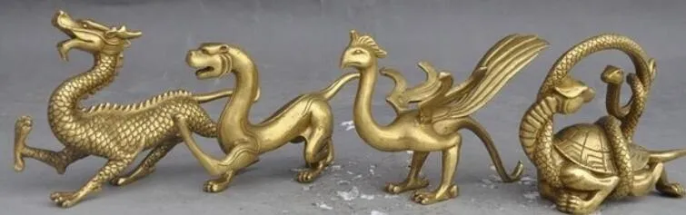 NUEVO ++ China Brass Fengshui Dragon Tiger Phoenix Turtle Snake Evil ...