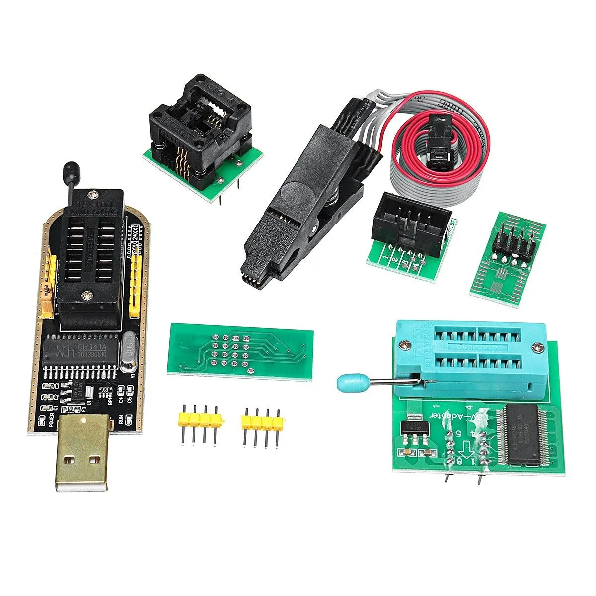 CH341A Serie 24/25 EEPROM Flash BioS Kit De Módulo De Programador USB Con Clip SOIC8, Adaptador ...