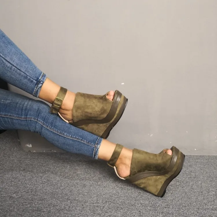 Bulk Rontic Women's Army Green Wedge Sandals Platform... At Only $54.07 ...