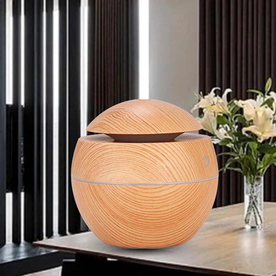 Wood Grain Essential Humidifier Aroma Oil Diffuser Ultrasonic Wood Air Humidifier USB Mini Mist ...