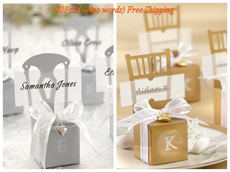 Miniature Chair Favor Boxes: 100 Silver Wedding & Party Gift Boxes ...