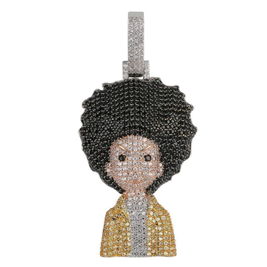Iced Out Boondocks Micro Paved CZ Necklace Chain Hip Hop Gold And ...