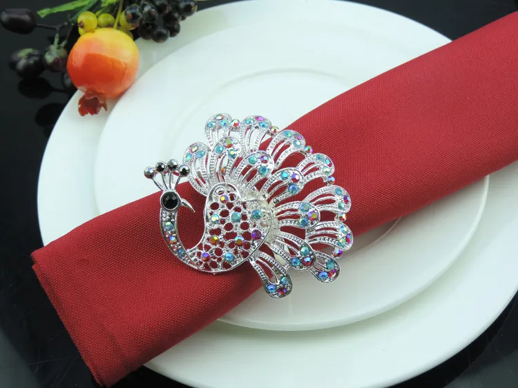 Metal Napkin Buckle Alloy Peacock Pheasant Napkin Rings Mat Towel Ring ...