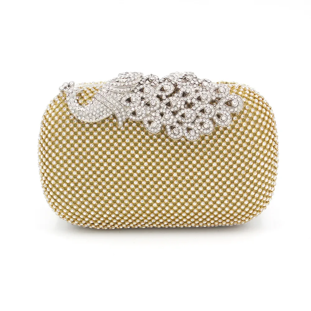 Ladies Diamond Studded Rhinestone Clutch Bag, Polyester, Chain Strap ...