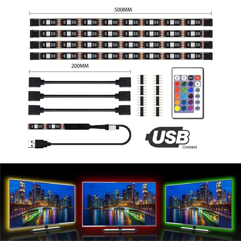 DHgate.com:5050 DC 5V USB LED Strip Lights, Waterproof 60 LEDs/M RGB Flexible Neon Tape for TV ...