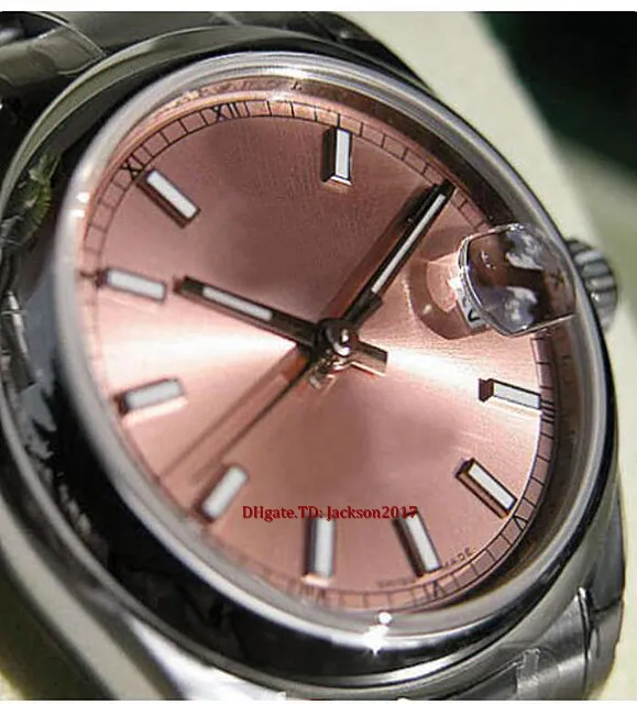 Stylish Pink Stainless Steel Pink Dial Watch With Index Dial And ...