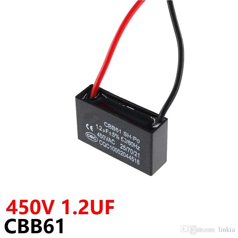 CBB61 Fan Capacitor 450VAC 1.2uF - Ceiling Fan Start Capacitor, 10cm ...