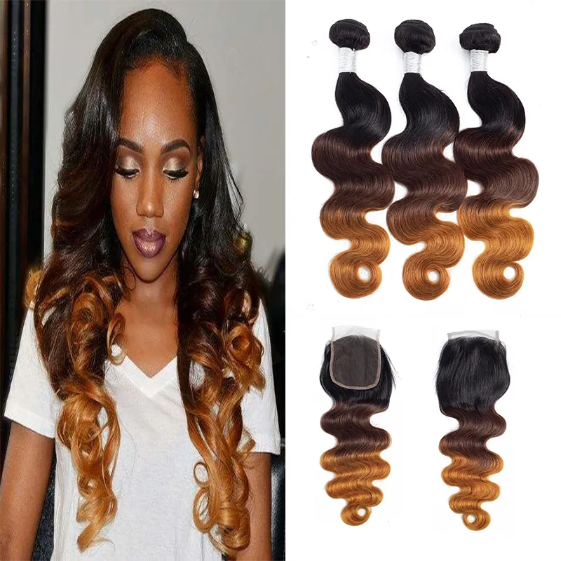 Brazilian Virgin Hair Bundles With Closures Natural Wave Human Hair ...