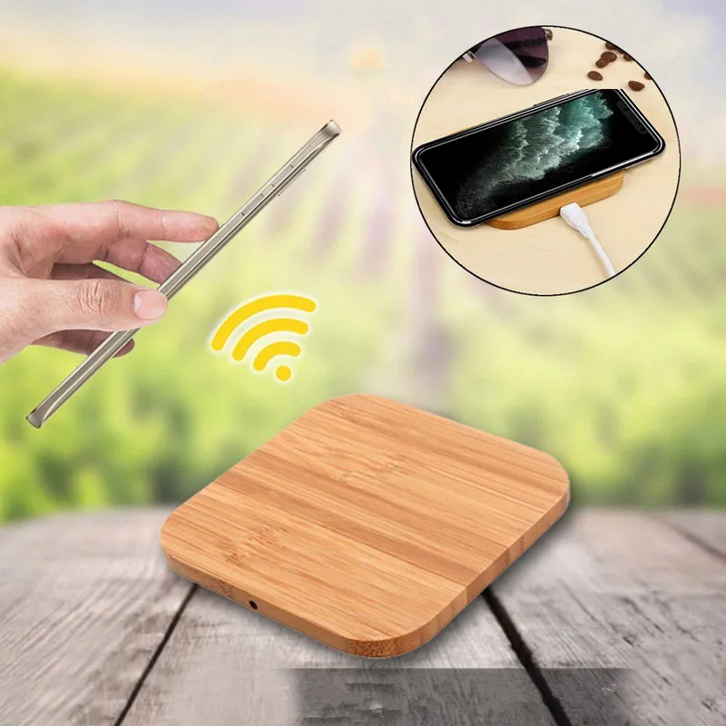 Bamboo Wireless Charger Pad - Qi Fast Charging Dock for Phones ...