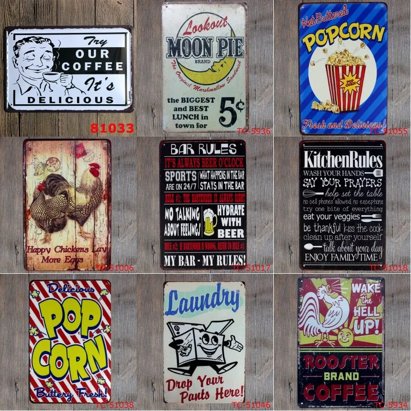 Metal Painting Coffee Cafe Tin Sign, Vintage Craft Art Iron Poster Wall ...