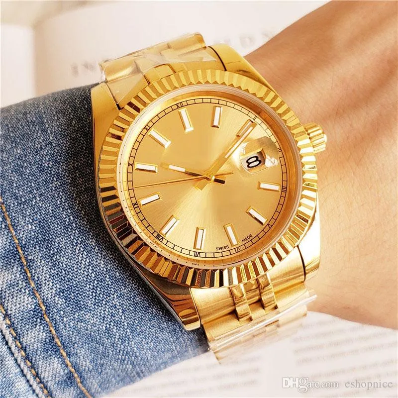 Luxury Men Watches: Gold Business Watch, Ceramic Bezel, Stainless Steel ...