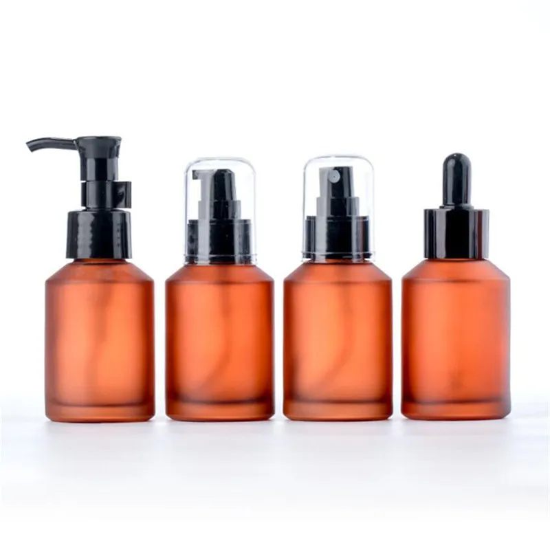 Amber Glass Refillable Lotion Bottles with Screw Cap for Essential Oils ...