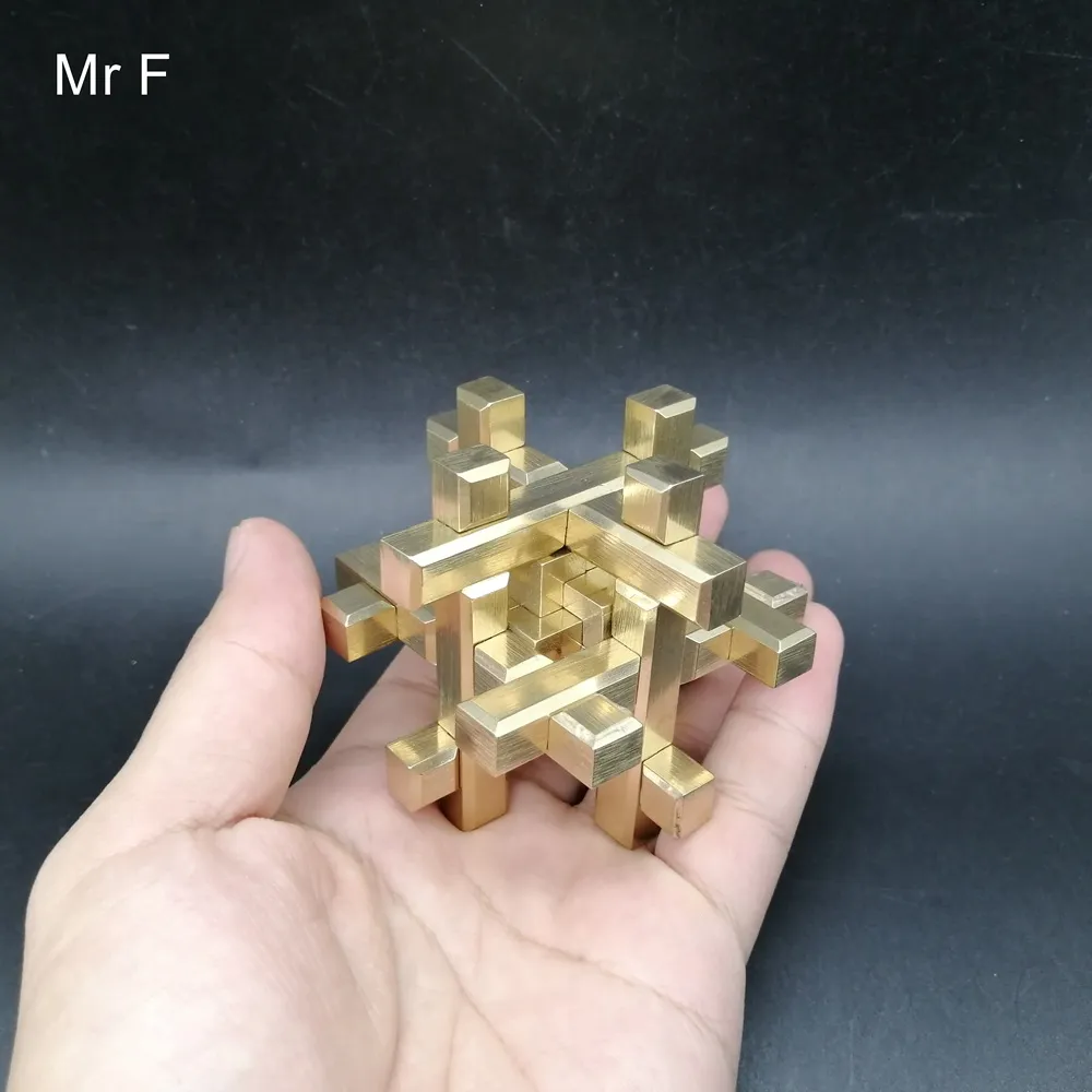 Intricate 3D Puzzle Cage - Classic Kong Ming Lock, Copper Metal Brain ...