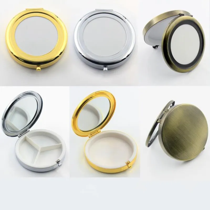 Metal Pill Organizer: 7cm Round 3 Compartment Medicine Case, Small ...