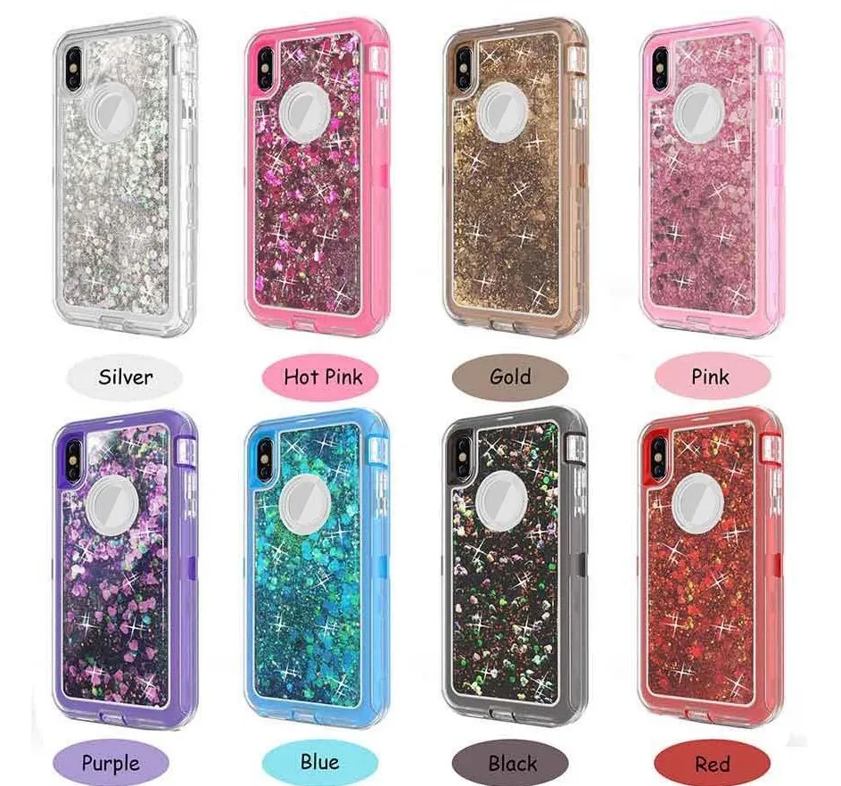 Sparkling Water Glitter Liquid Defender Case Quicksand Cover For IPhone ...