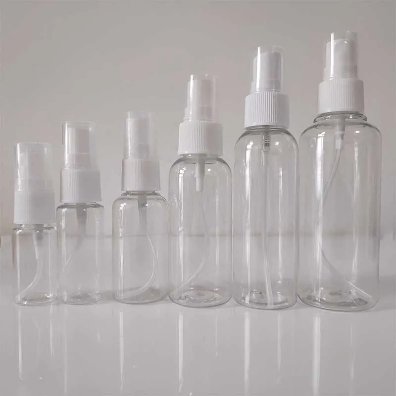 Fine Mist Spray Bottles Set - 10ml to 100ml Clear PET Plastic, Leakproof, Refillable for Travel ...