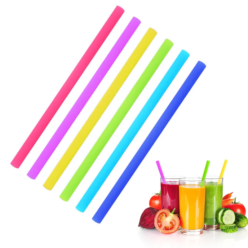 25CM Colorful Silicone Straw Straight And Bent Colored Drinking Straws ...