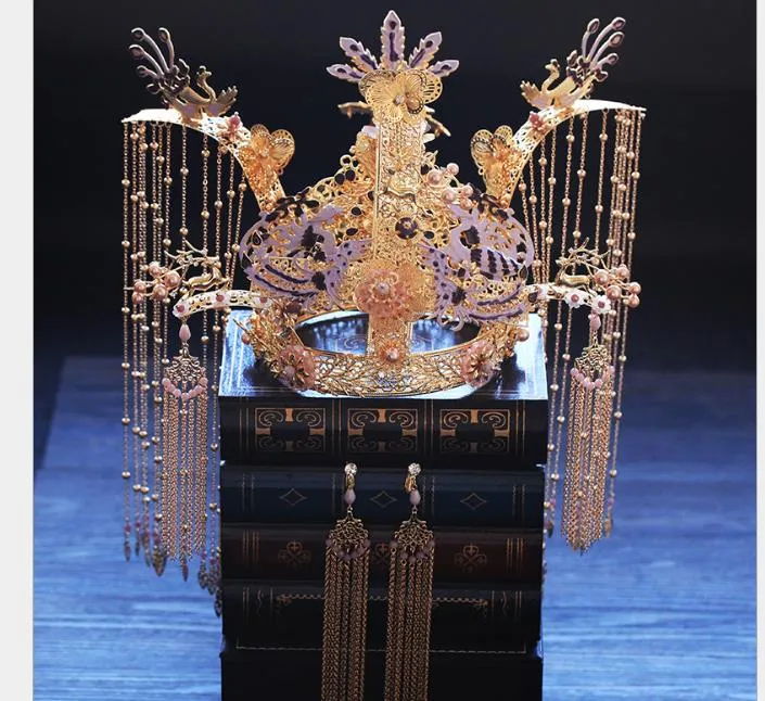 Bridal Phoenix Crown Headdress Set - Traditional Chinese Wedding Hair ...