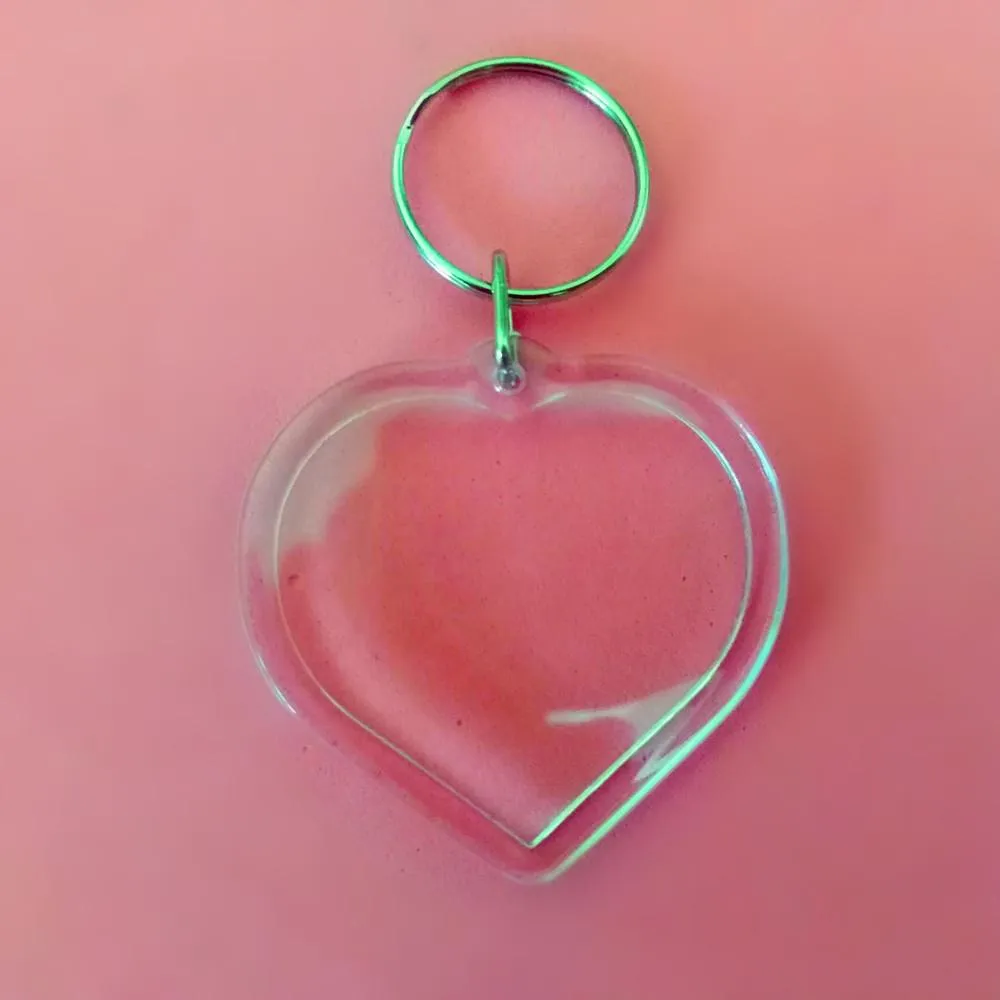 Acrylic Keychains: Heart Shaped DIY Transparent Picture Frame Keychain ...