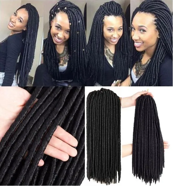 6 Packs Full Head Dreadlocks Box Braids Fake Hair Crochet Braids Soft ...