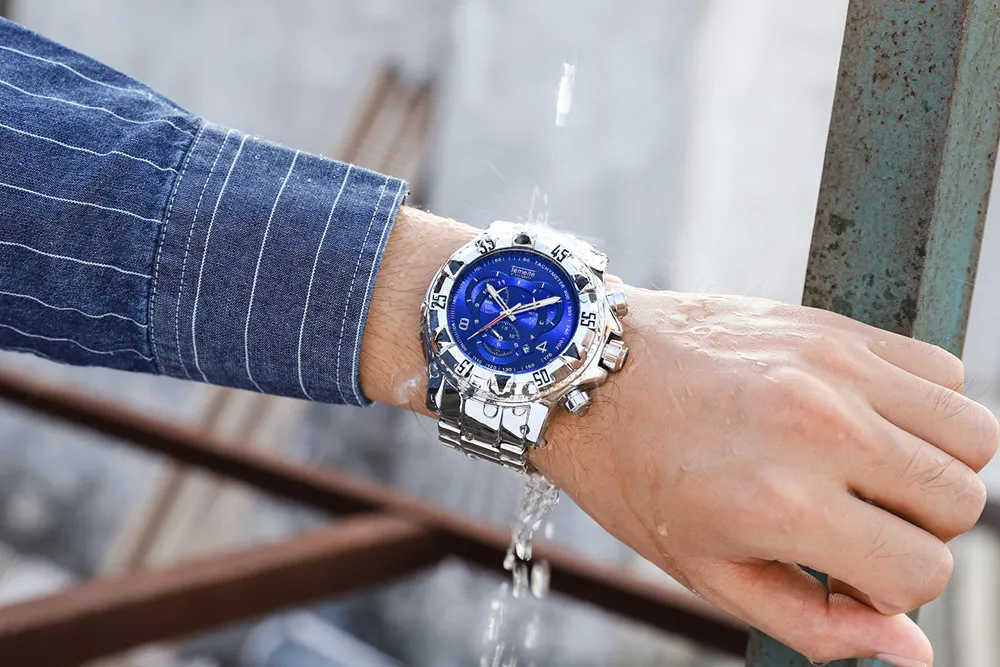 DHgate.com:Temeite Men's Gold Chronograph Watch: Waterproof Sports ...