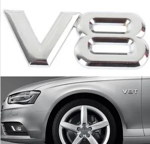3D Metal V8 Car Sticker Emblem Badge Sticker Decal Silver Sticker Auto ...