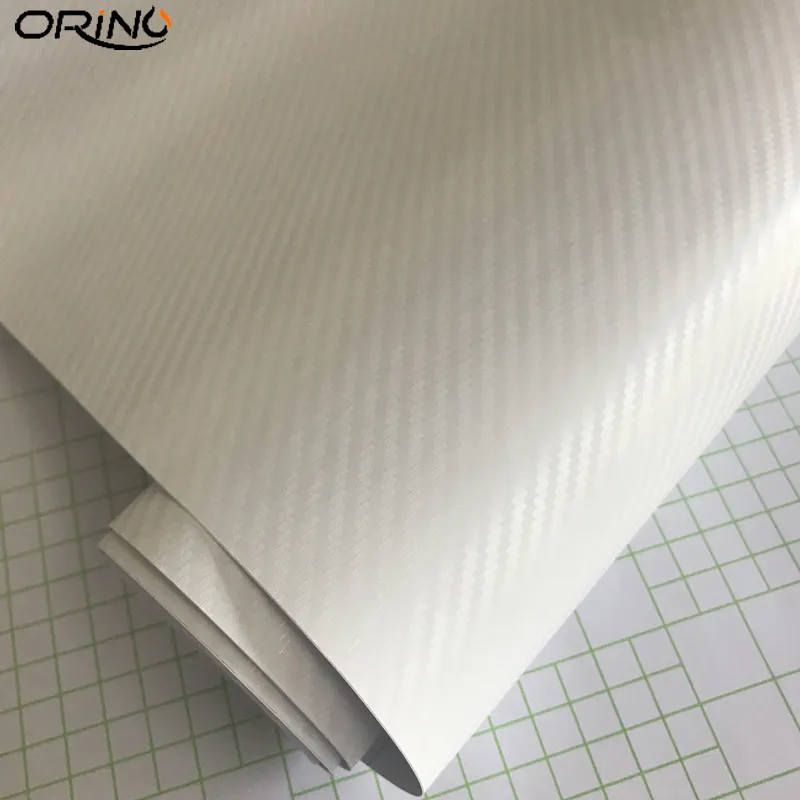Premium White 3D Carbon Fiber Vinyl Car Wrap Film Self Adhesive Carbon ...