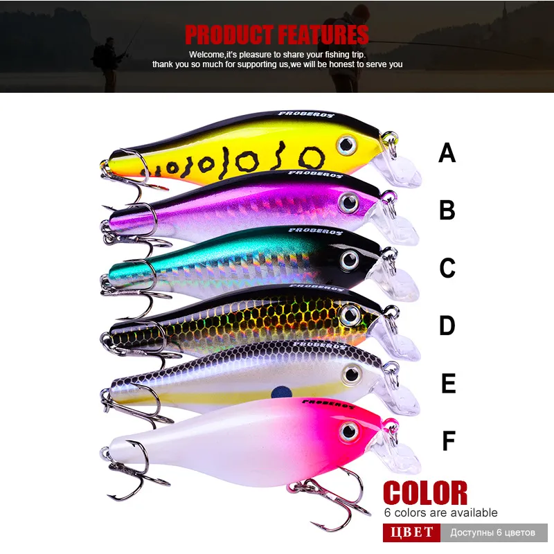 Bionic Rock Fishing Minnow Fish Bait Set 6 Hard Minnow Fish Baits ...