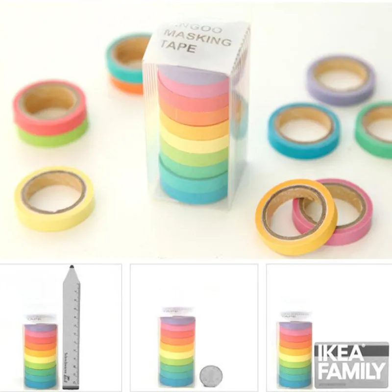 DHgate.com:Rainbow Solid Color Japanese Washi Tapes Set of 10 ...