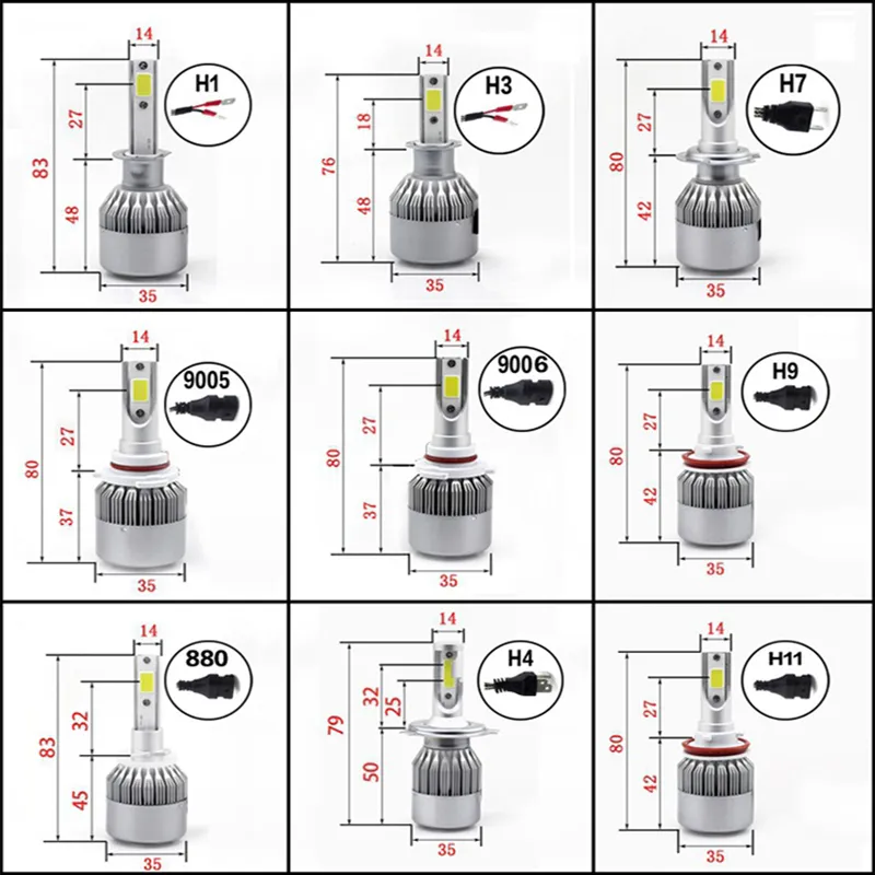 2026 Update C6 Waterproof H4 LED Car Headlights Lighting Kits 72W ...