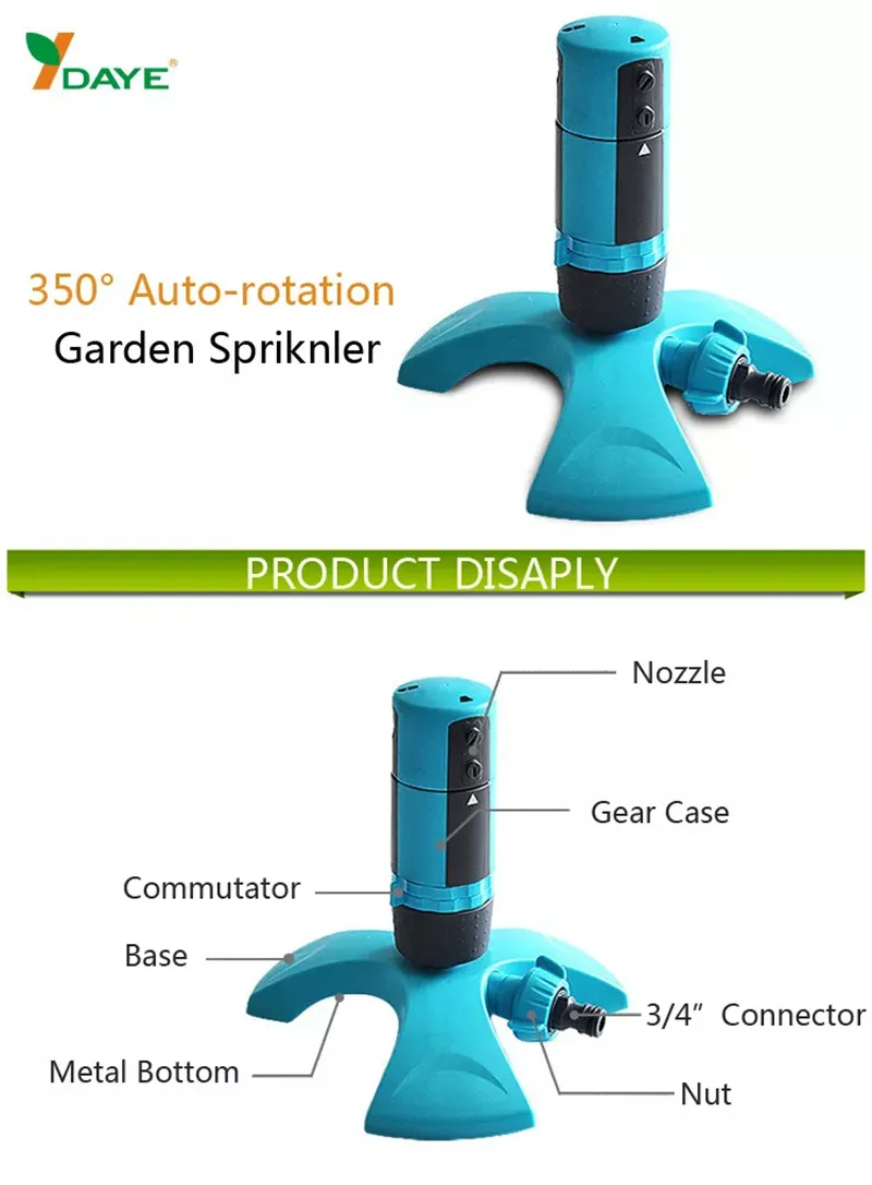 360° Rotating Garden Sprinkler - Adjustable Lawn Irrigation System ...