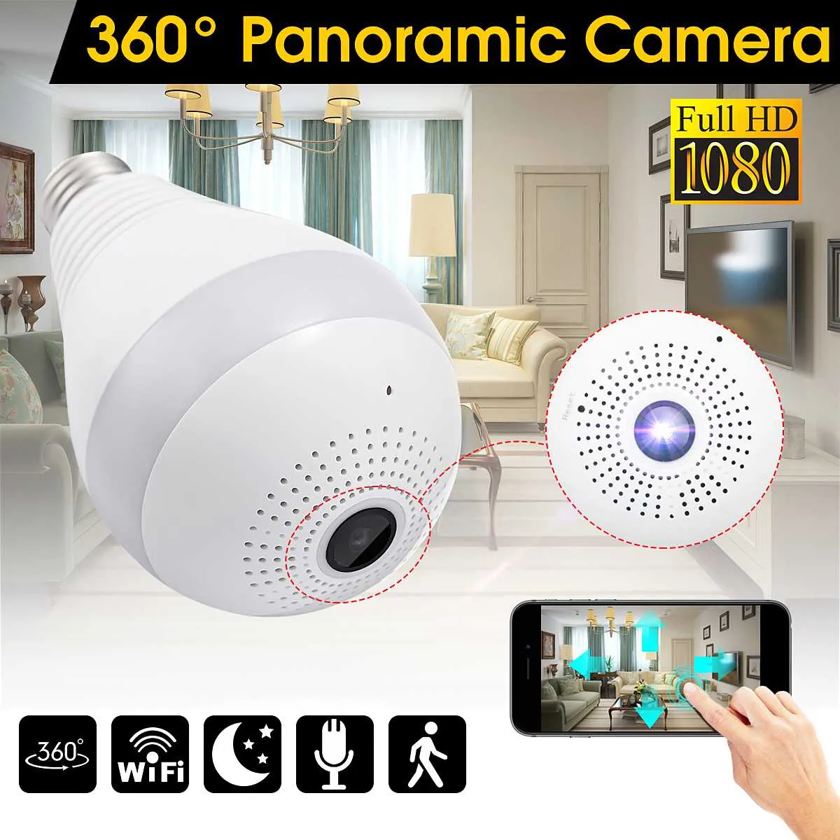 DHgate.com:360 Degree Wireless IP Light Camera 1080P E27 Bulb Lamp ...