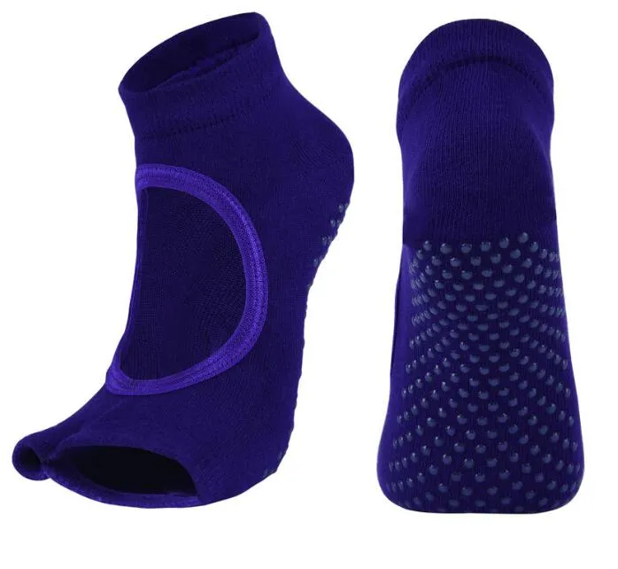 Split toe yoga socks combed cotton non-slip backless fingerless half ...