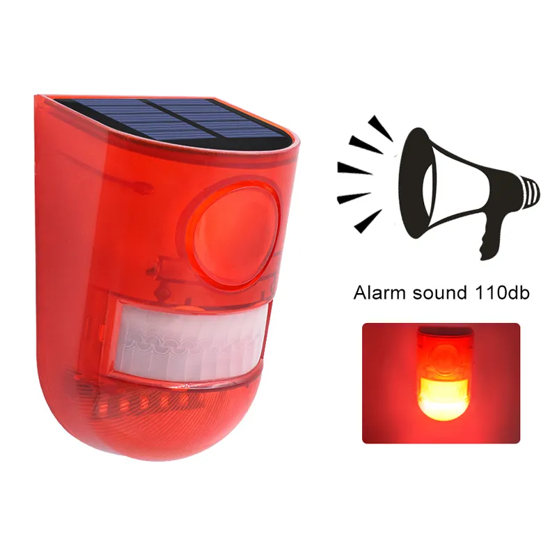 110dB Solar Solar Motion Alarm Alarm Light Waterproof, Anti Theft ...