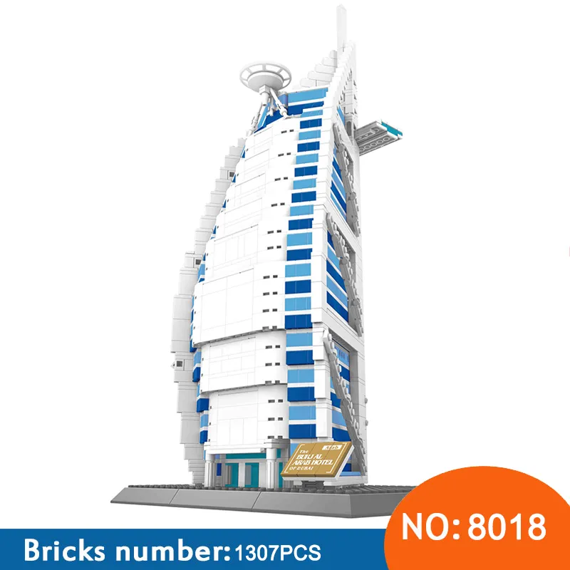 Wange 8018 Dubai Burj Al Arab Hotel Building Blocks Plastic DIY Gift ...