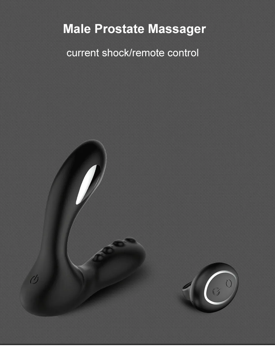 Choc Électrique Male Prostate Massager Vibrator Télécommande Anal