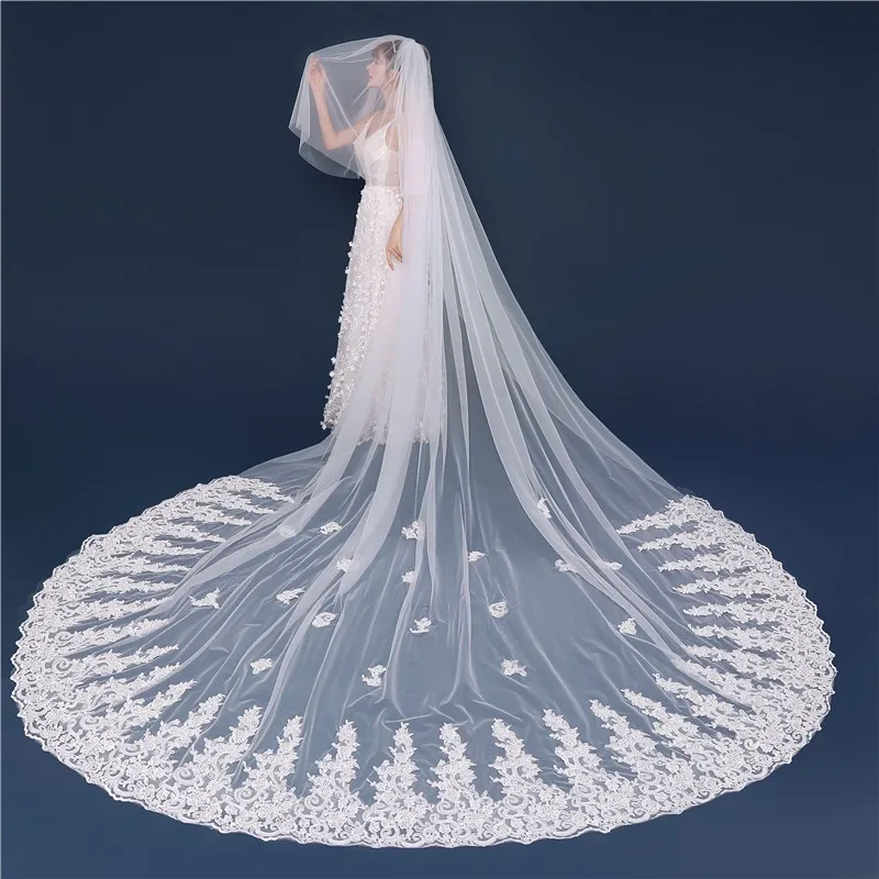 Long Wedding Veil: Sheer Tulle Bridal Veil, 2 Layers, 3 Meters Elegant ...