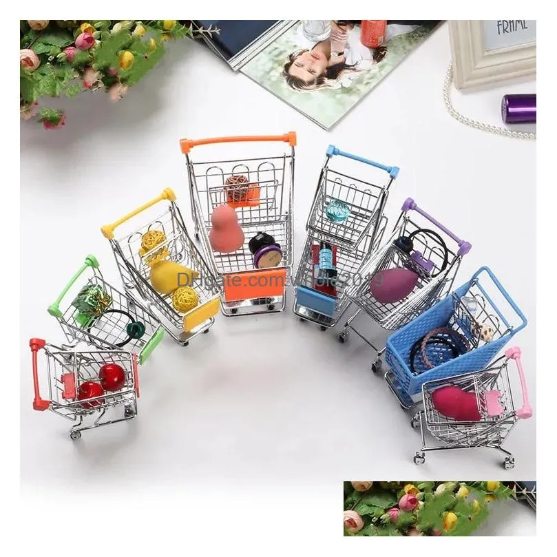 Miniature Finger Supermarket Shopping Mini Grocery Cart Desktop Model ...