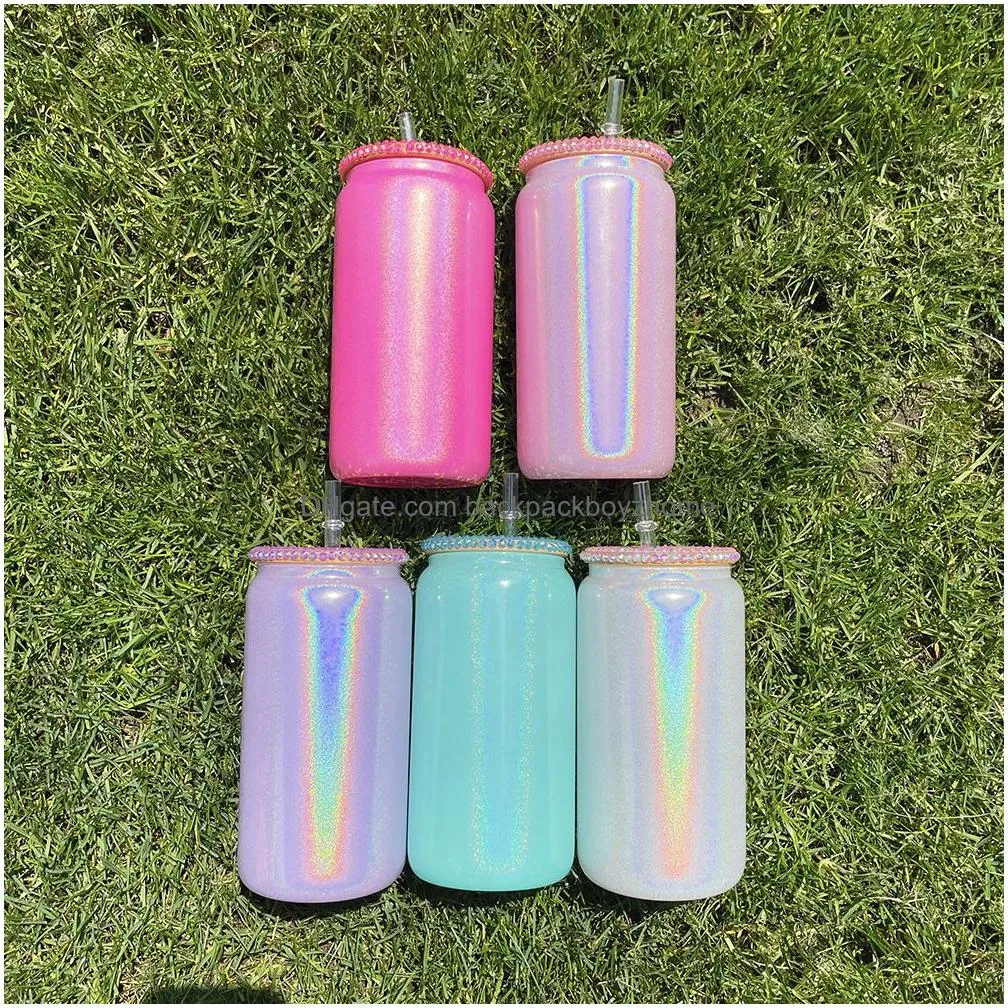 Shimmer Glitter Glass Lids for Tumblers & Mason Jars - Crystal Diamond ...