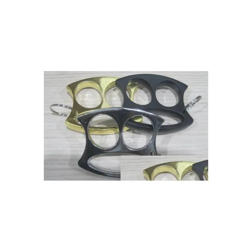 Brass Knuckle Ring Gold Black Silver, Unique Chain Key Rings, Small ...