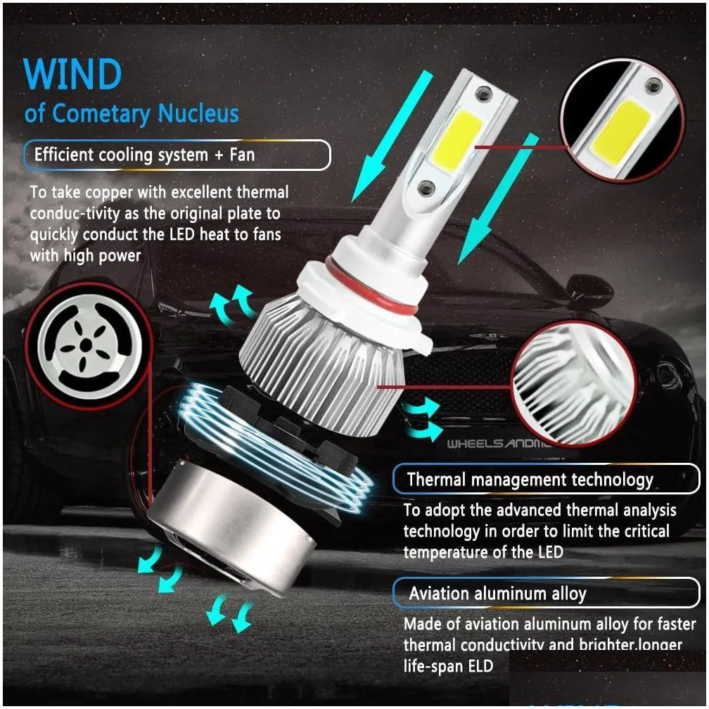 DHgate.com:72W 7600LM C6 LED Headlight Conversion Kit for Car H4/H7/H8 ...