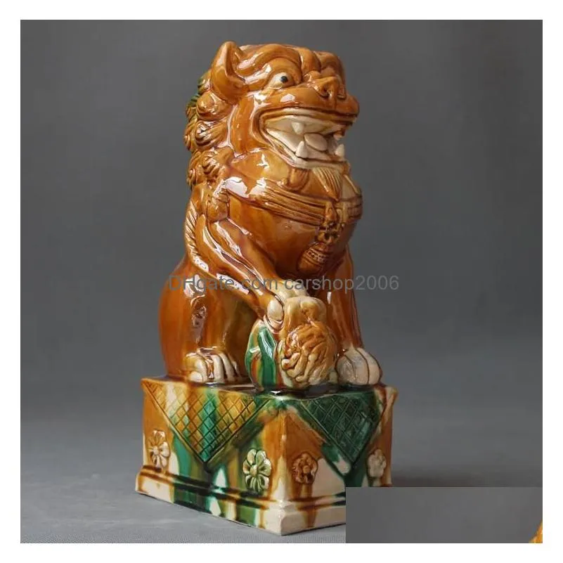 DHgate.com:Chinese Style Tri-Coloured Glazed Foo Dog Statue, Large Size ...