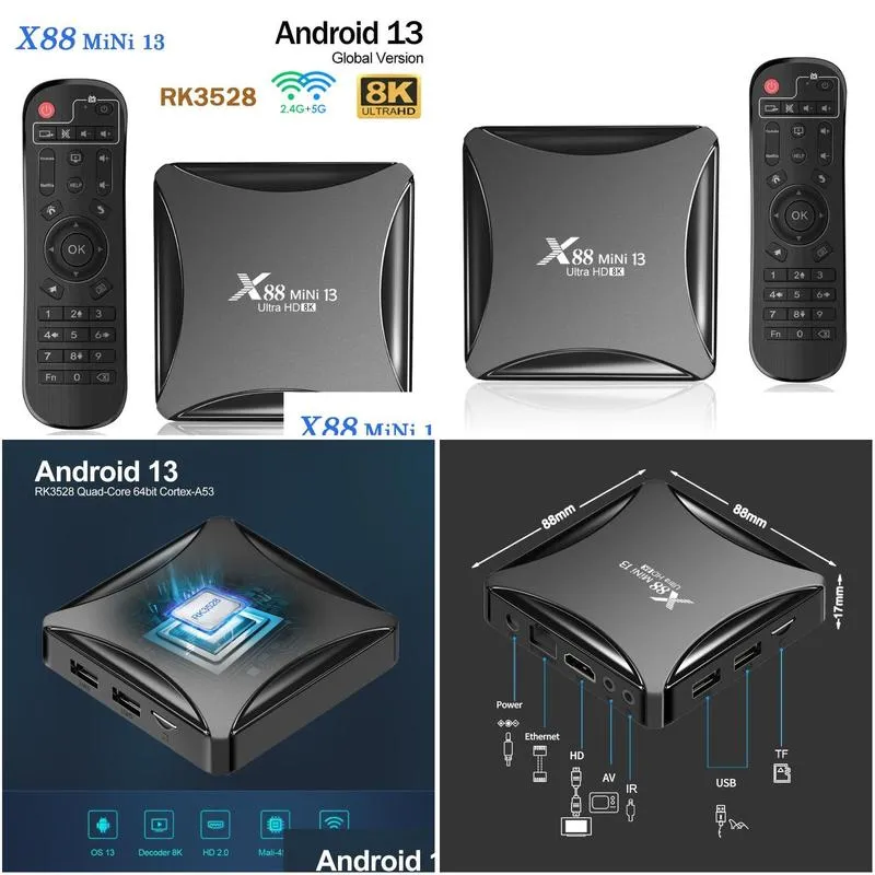 Android TV Box X88 Mini 13 Smart TV Box RK3528 8K HD 2.4G/5G Dual WiFi 2GB 16GB/4GB 32GB Box Box ...
