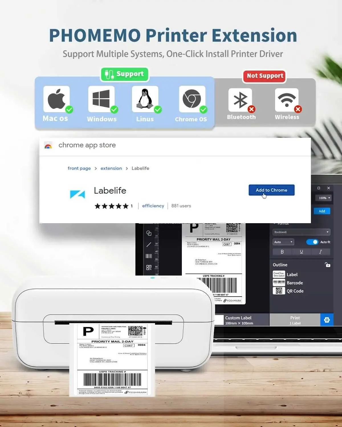 DHgate.com:PM-246S Compact Thermal Label Printer, 4x6 Shipping Label ...