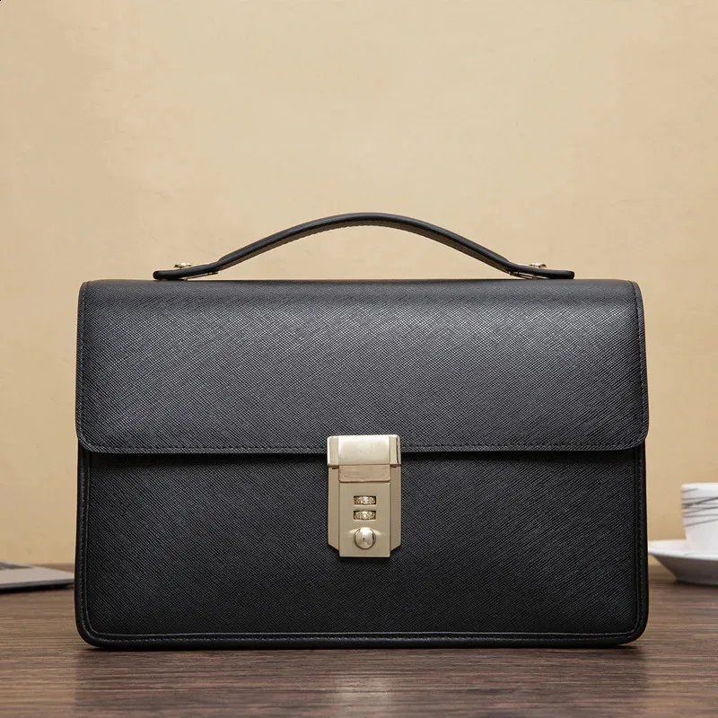 Premium Leather Briefcase for Men - Large Capacity Business Handbag ...