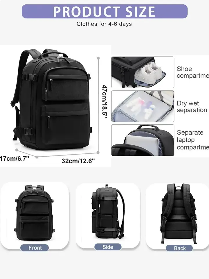 Mens Leather Travel Toiletry Bag,Waterproof Cabin Backpack 45x36x20 ...